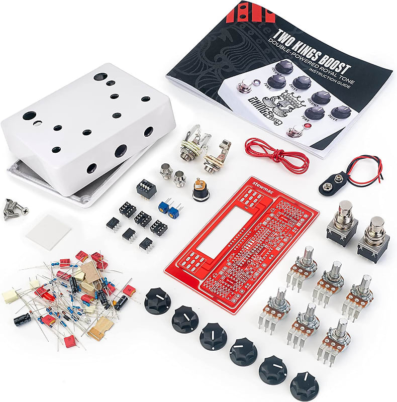 StewMac Two Kings Boost Pedal Kit With White Enclosure, 9 | Reverb