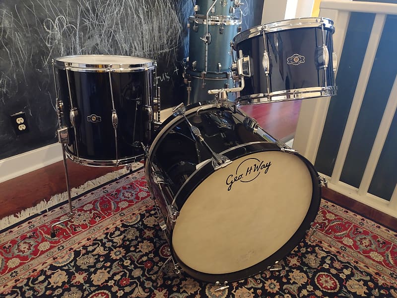 2014 George Way Tuxedo Drum Set 20" 14" 12" in Black Gloss | Reverb