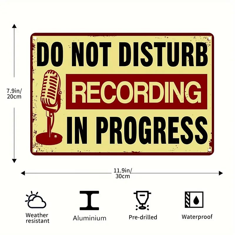 Do Not Disturb Recording Aluminum metal Sign 8"x11.5" | Reverb