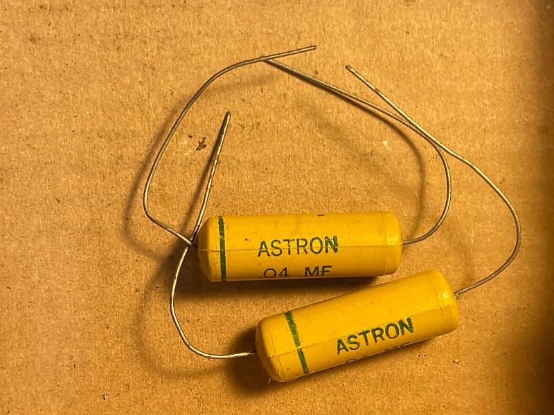 2 Astron NOS Vintage Astron .04 uf 600v Mustard Capacitor | Reverb