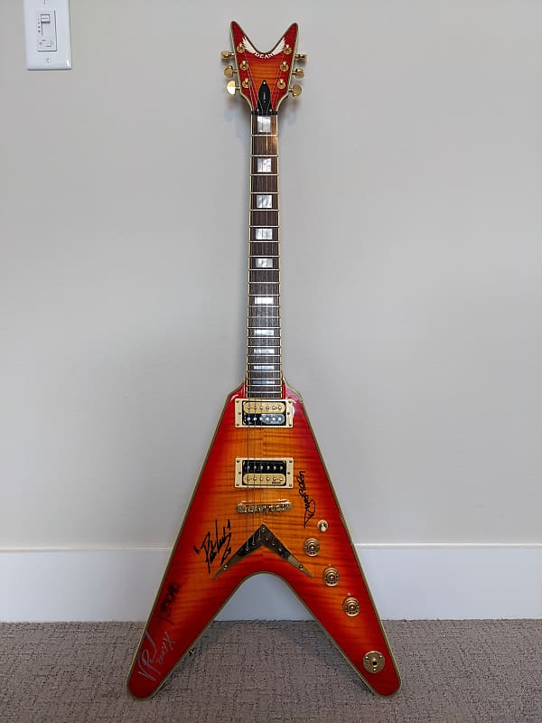 Dean V - Select 1999 Trans Cherry Burst - Signed by | Reverb