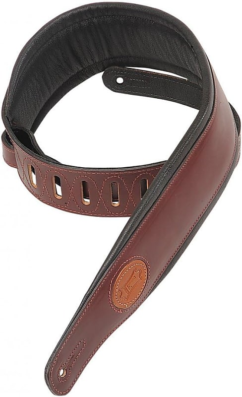 Levys MSS1-BRG Burgundy 3 inch Veg Tan Leather Guitar Strap | Reverb