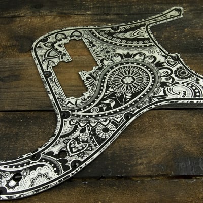 Fender Precision Bass Pickguard Paisley Aluminum Black-Silver | Reverb