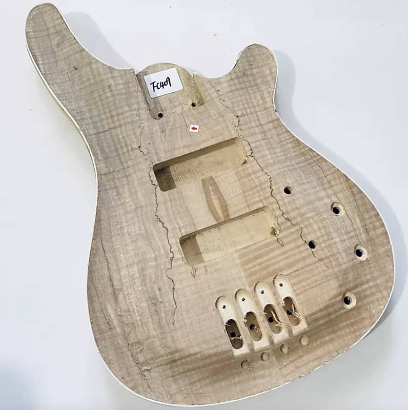 Unfinished 4 String Bass Basswood Body with Burlwood Top | Reverb