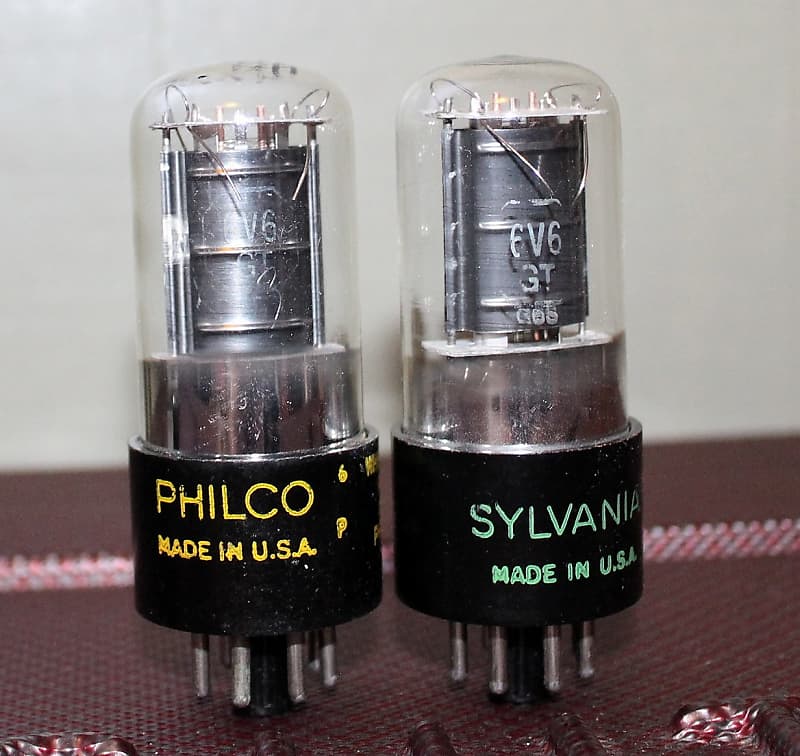 SYLVANIA 6V6GT VT107 TIGHT MATCH PAIR BLACK PLATE FOIL PAN | Reverb
