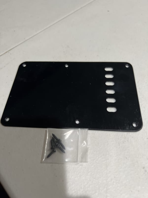 Allparts Stratocaster Black back plate with mount screws | Reverb