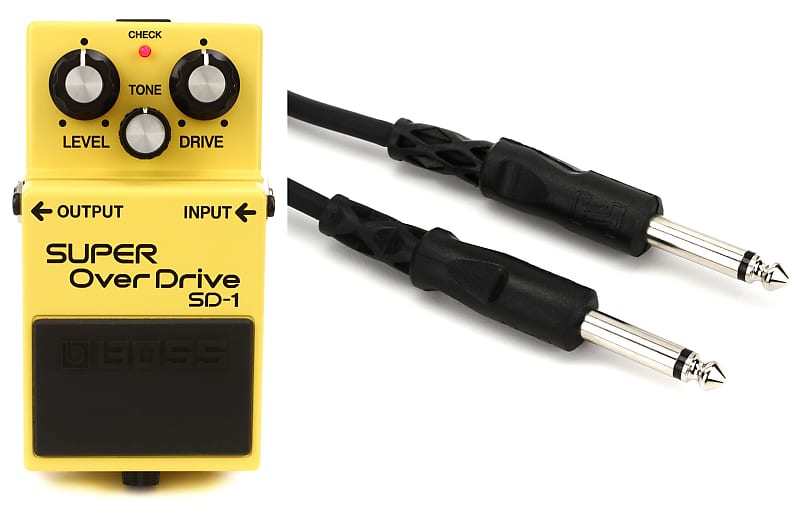 Boss SD-1 Super Overdrive Pedal Bundle with Hosa CPP-105 | Reverb