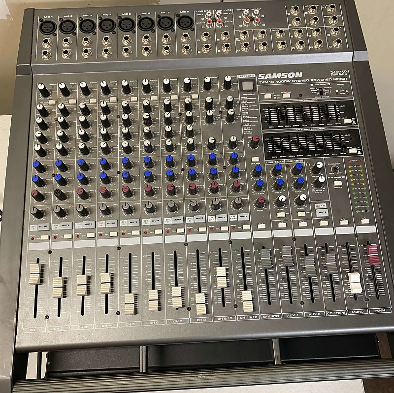 Samson TXM 16 1000W Stereo Powered Mixer Grey | Reverb