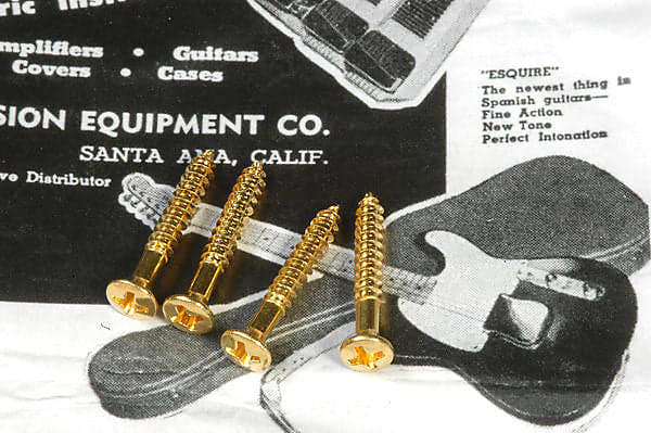 Fender Phillips Gold Tele Bridge Plate Mounting Screws, x4 | Reverb