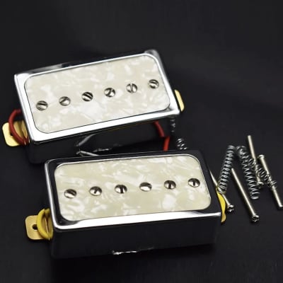 White Pearl Neck and Bridge Guitar P90s Humbucker Pickups Set | Reverb
