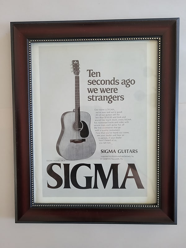 1970 C. F. Martin Sigma Guitars Promotional Ad Framed Signa | Reverb