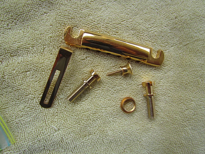 Gold Stop Tailpiece W/Studs Gold Strap Button Gold Pickguard | Reverb