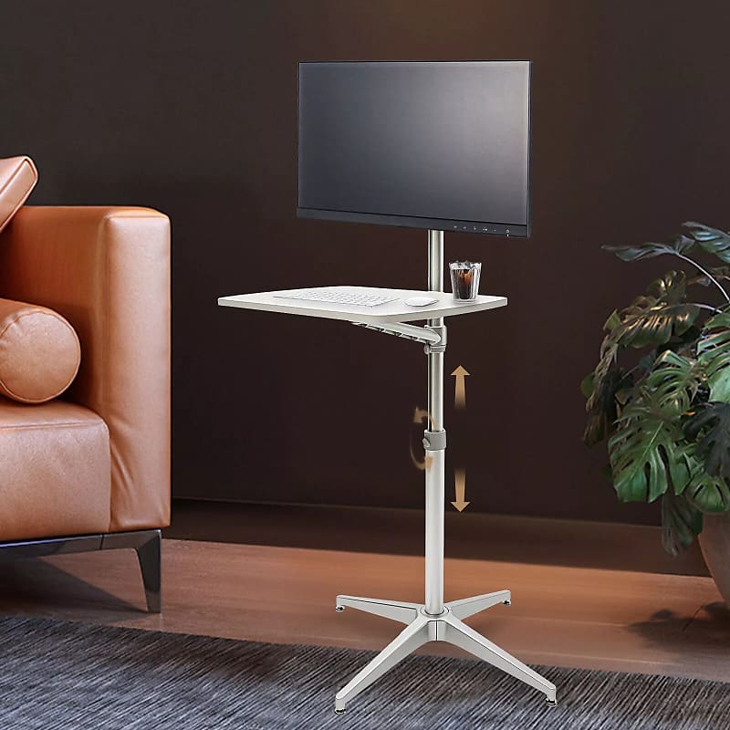Adjustable Mobile Computer Stand Desk | Rolling Laptop Table | Reverb