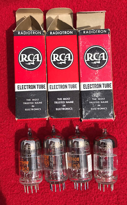 LOT (4) Vintage 12AV7 Tubes RCA MADE in USA TESTED Dyna-Jet | Reverb
