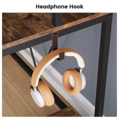 L-Shaped Music Studio Desk with LED Lights, File Drawer & | Reverb