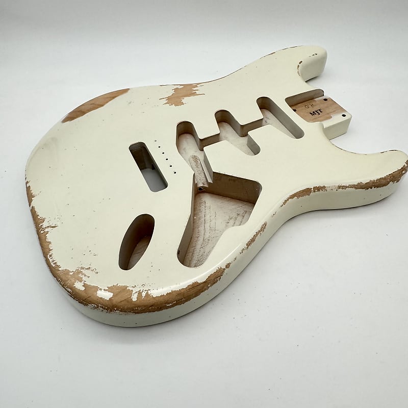 MJT USA Stratocaster Relic Alder Body Olympic White Nitro | Reverb