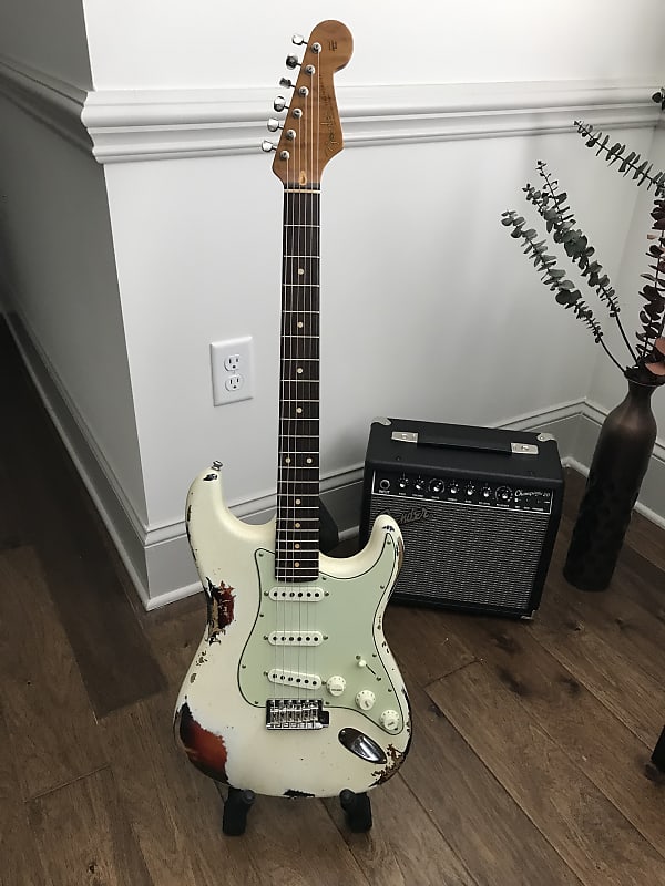 Fender GT11 Stratocaster Aged Olympic White Heavy Relic | Reverb