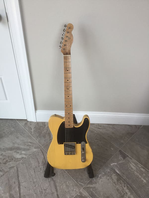 Partscaster 1950's Fender Esquire Clone Relic Nitro Yellow | Reverb