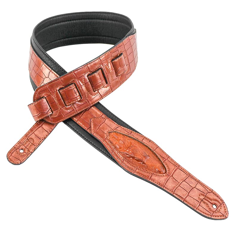 Metallic Copper Alligator Pattern Strap with Gator Head | Reverb UK