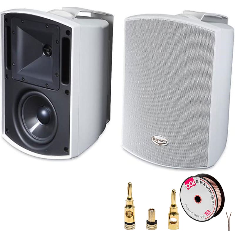 Klipsch AW-525 Outdoor Speaker - White (Pair) +Deco Gear Wire | Reverb