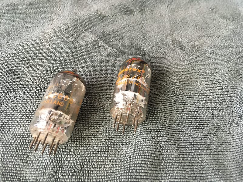 orange aframe amperex matched audio tube 6dj8 pair, bright | Reverb UK