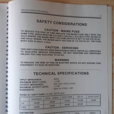 Drawmer DS201B OPERATORS MANUAL 1993 | Reverb