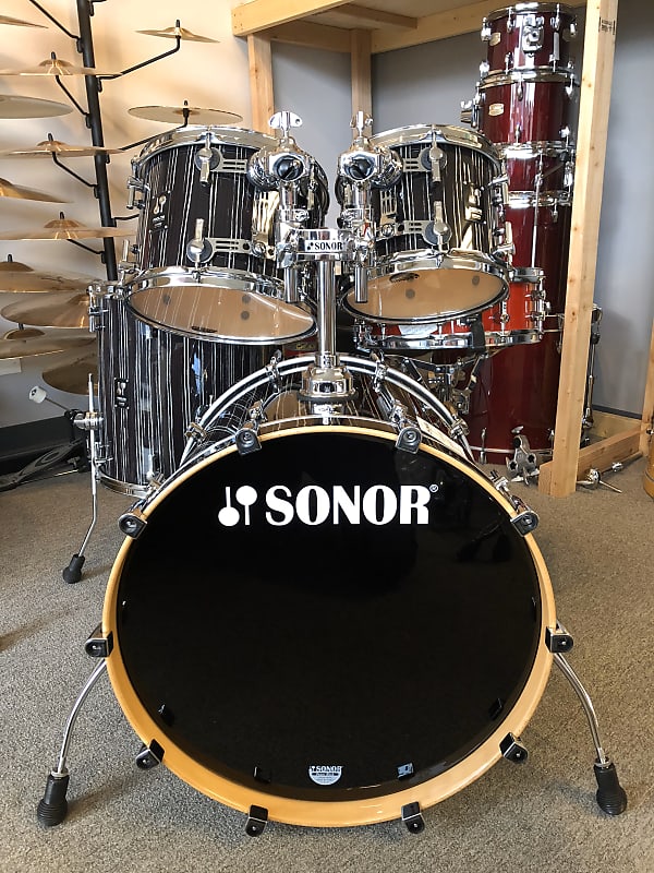 Sonor Prolite Stage Ebony White Stripes Drum Set - Reduced! | Reverb