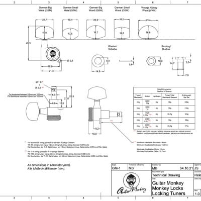 7 String Set - Guitar Monkey - Locking Tuners - Big German | Reverb