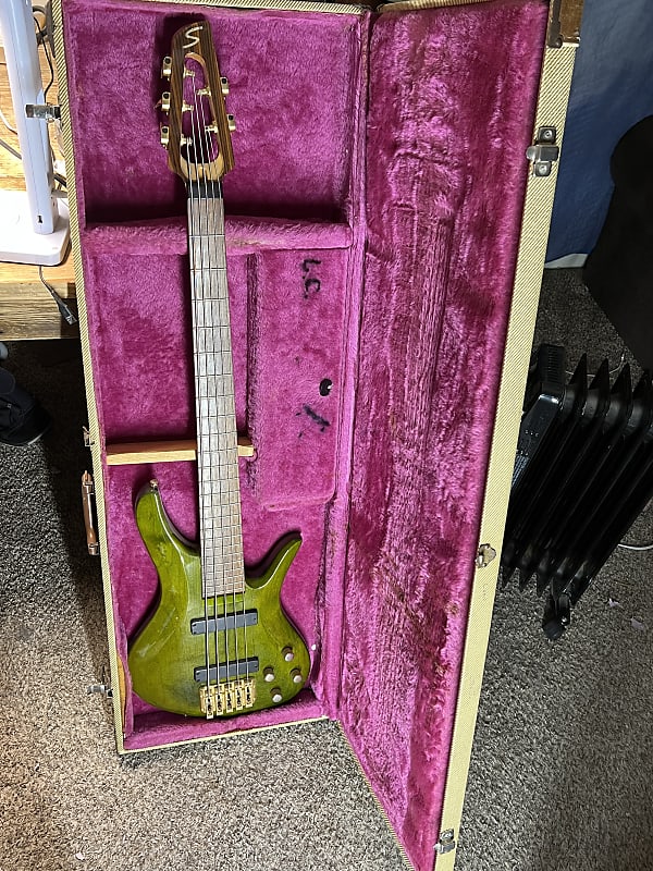Samick Open headstock five string bass 90’s? Green | Reverb