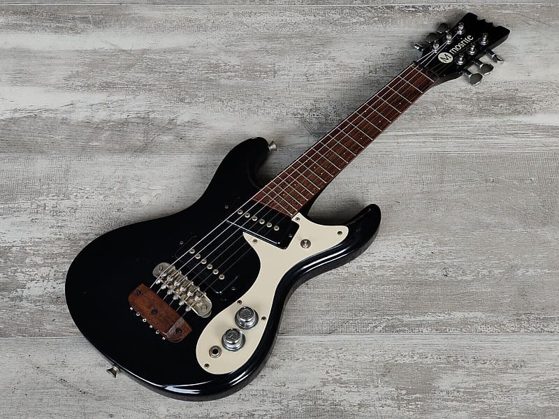 1990's Mini Mosrite Octave Guitar (Black) | Reverb