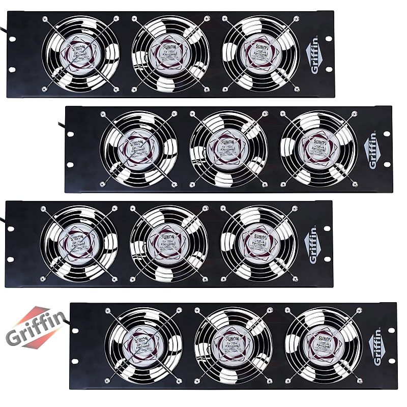 GRIFFIN Rackmount Exhaust Fan (4 PACK)| 3U Ultra-Quiet Triple | Reverb