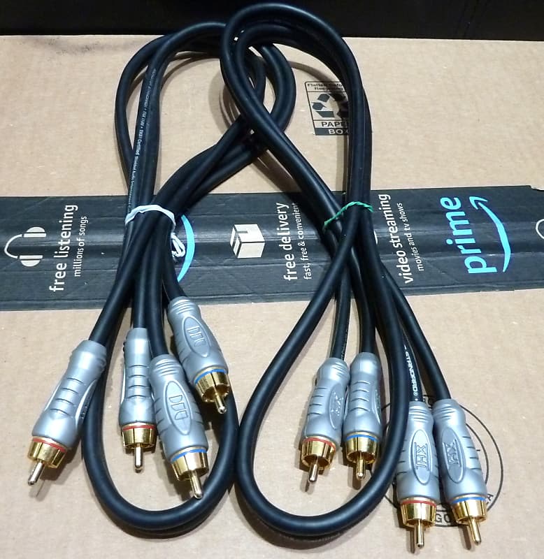 2 PAIRS GOLD 4FT MONSTER CABLE THX CERTIFIED 1100 STEREO | Reverb