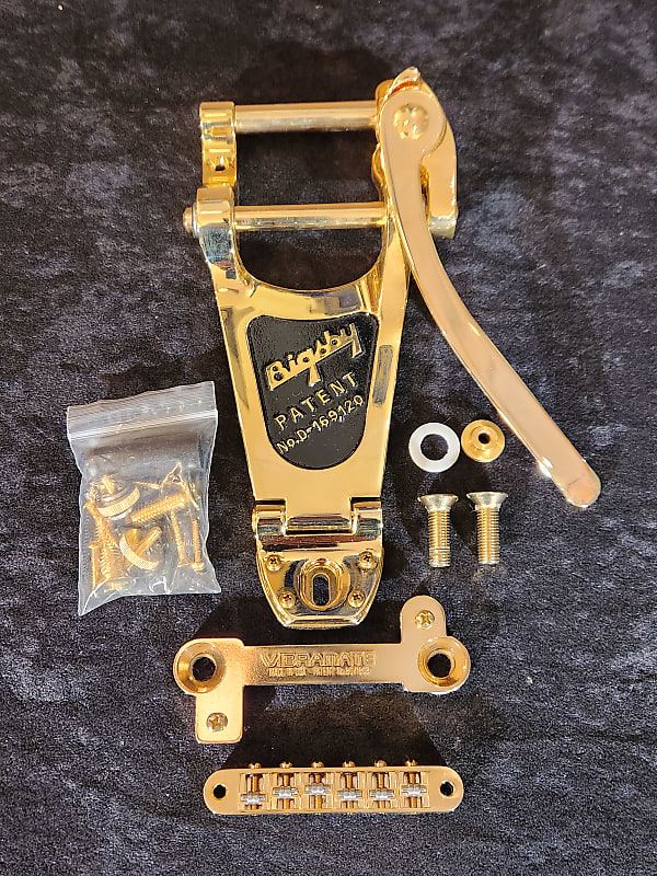 Bigsby B7 Vibrato Tailpiece-V7 Vibramate & Roller Bridge Gold | Reverb