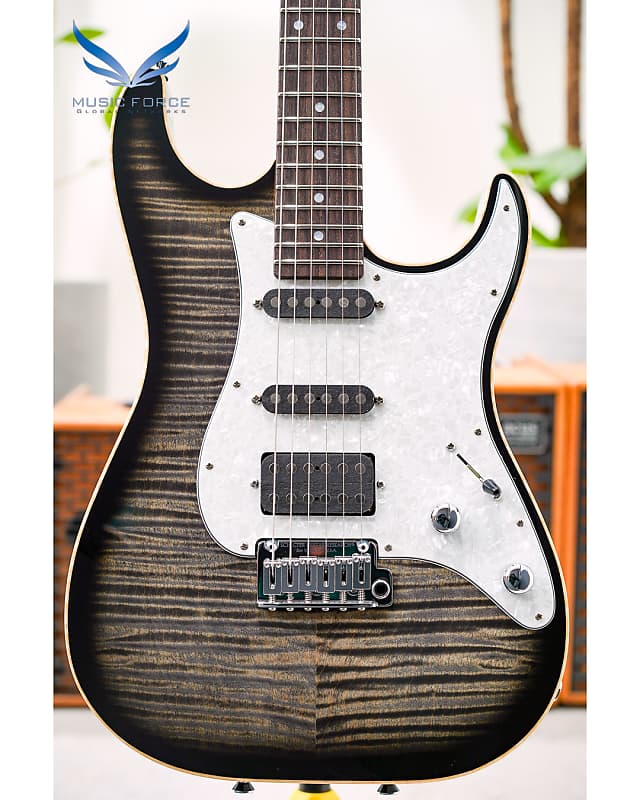Schecter USA Custom Shop Sunset Custom SSH FMT-Trans Black | Reverb