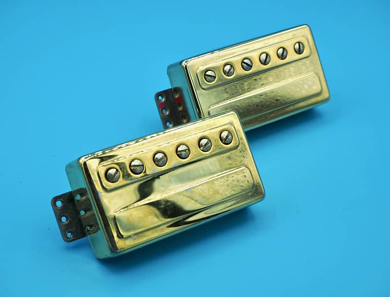 Guild HB-1 Humbucker Pickup Pair USA-made w/ Gold Covers & | Reverb