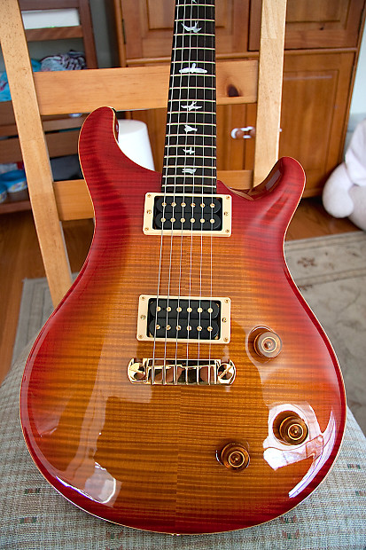 1995 PRS Custom 22 with 10-top & Birds, Dark Cherry Sunburst | Reverb