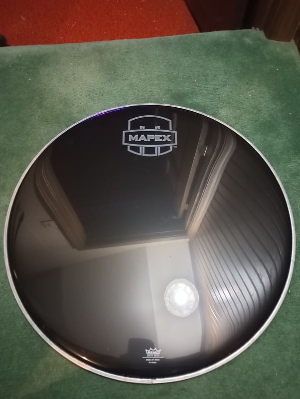 Remo 22" Bass Drum Head With Mapex Logo Ebony | Reverb