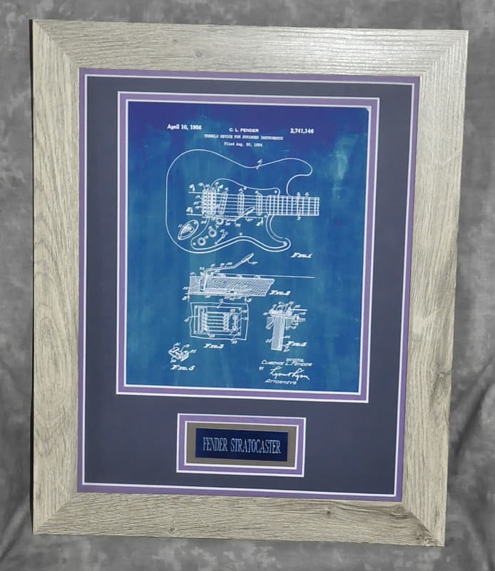 Fender Stratocaster Framed Display w/ Chalkboard Style Strat | Reverb