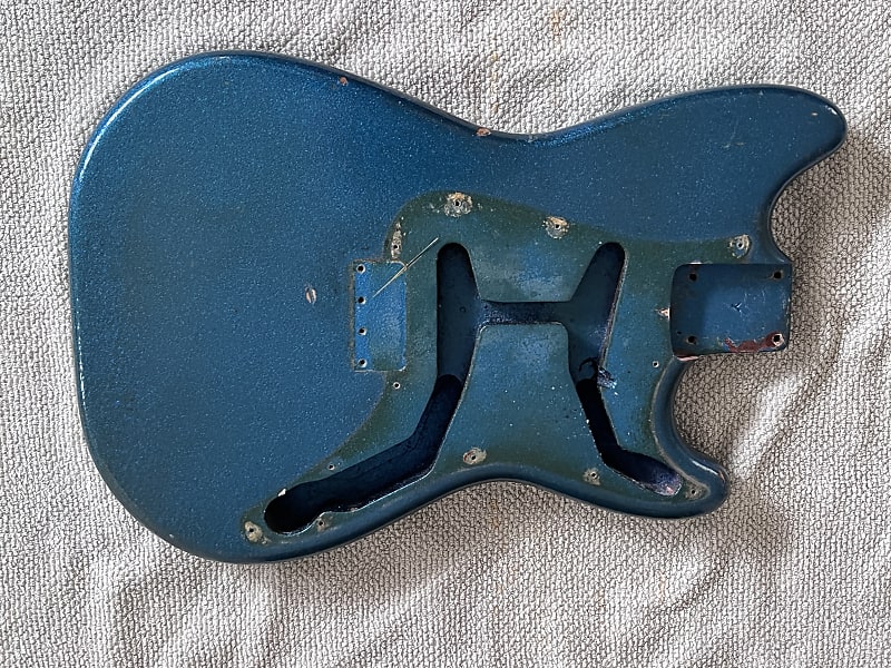 1962 1963 Fender Musicmaster Duo Sonic guitar body blue | Reverb