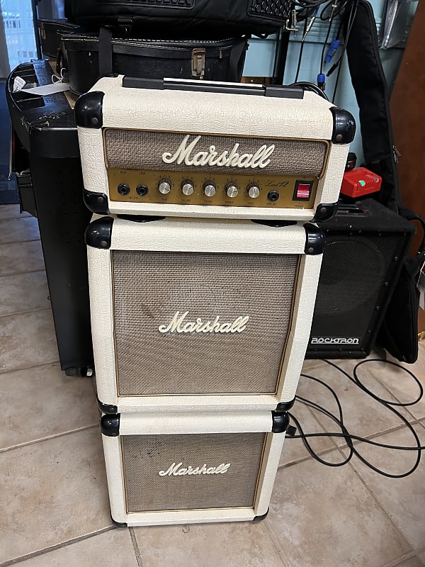 1986 Marshall Lead 12 Model 3005 Mini Micro Stack Amp White | Reverb