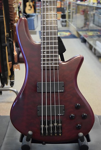 Schecter Stiletto Custom 5 String Bass Vampyer Red Satin | Reverb