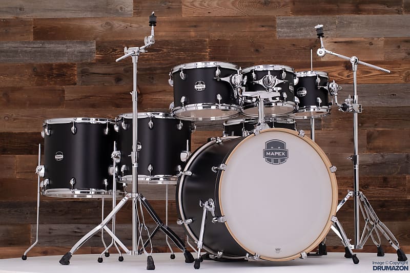 MAPEX MARS MAPLE 7 PIECE DRUM KIT, MATTE BLACK | Reverb