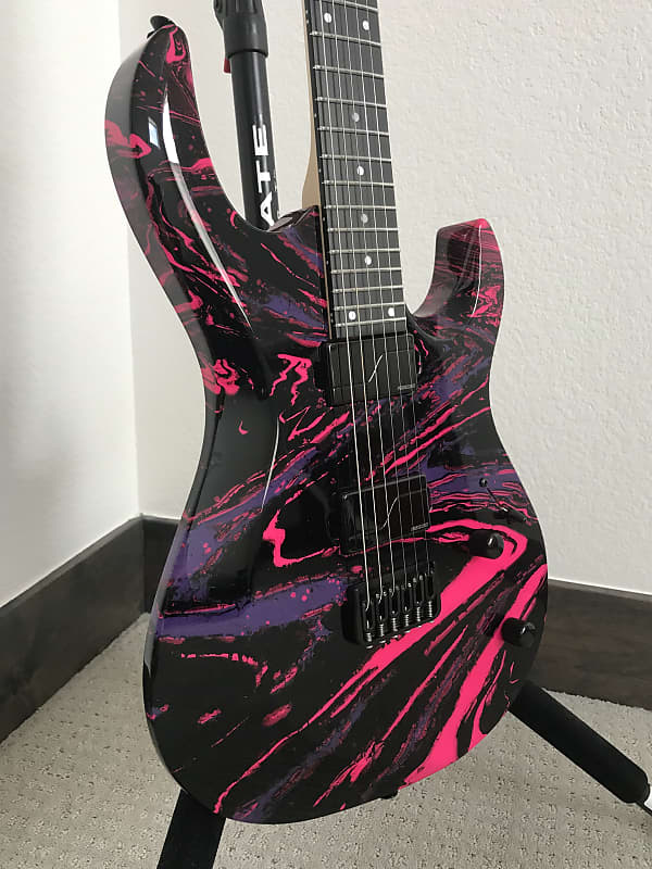 Kiesel Aries A6H Custom Electric Guitar Swirl black purple | Reverb