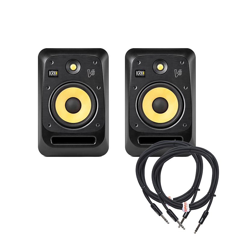 KRK V8 S4 8" Studio Monitor Black Pair and (2) TRS Cable | Reverb
