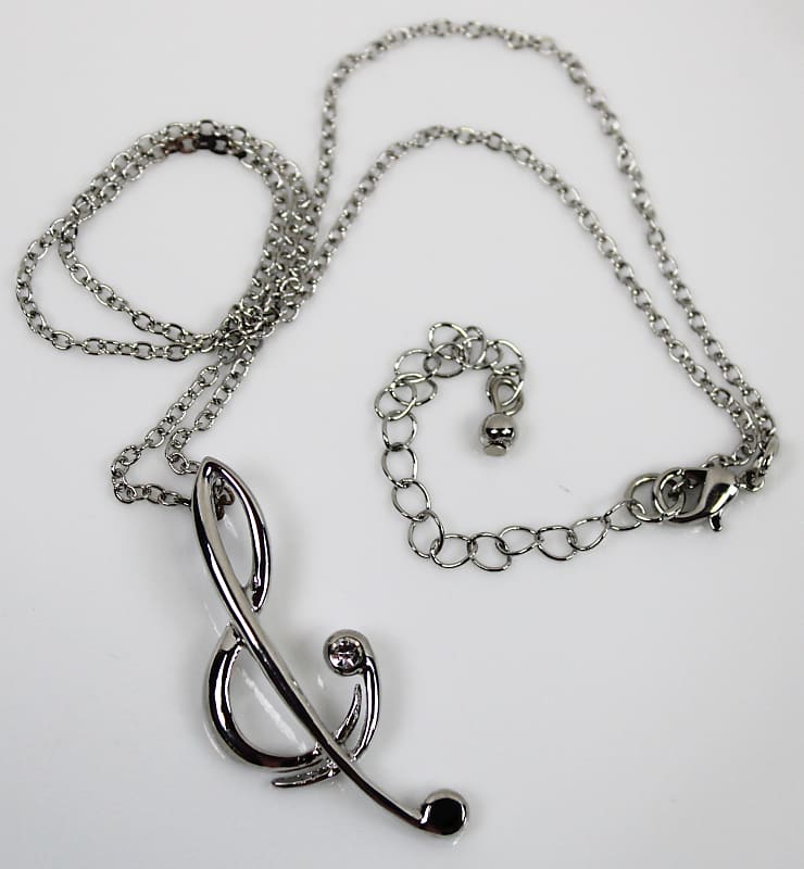 The Music Gifts Co. Treble Clef Pendant Necklace, Silver | Reverb