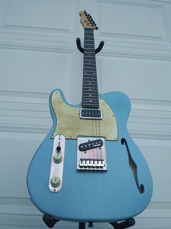 Custom Built Thinline Telecaster Partcaster Sonic Blue Left | Reverb