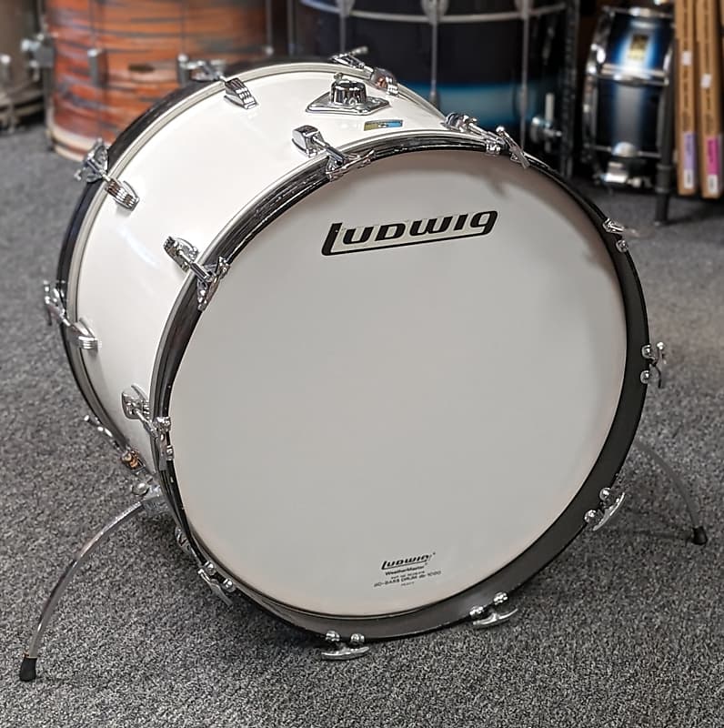 Ludwig 22x14 3ply bass drum B/O badge - White cortex | Reverb