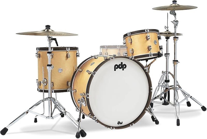 PDP Classic 3-Pc Drum Kit Set 24" Bass - Natural w/ Black | Reverb