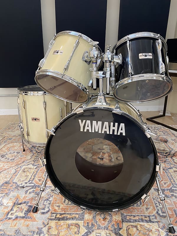 Yamaha Recording Custom Drums 4-piece 1988 White, Black | Reverb