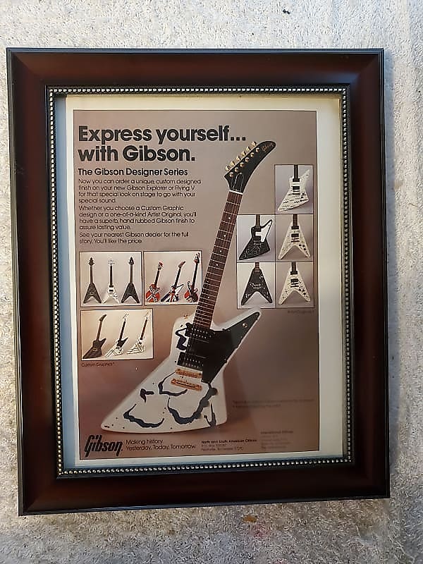 1984 Gibson Guitars Color Promotional Ad Framed Gibson | Reverb